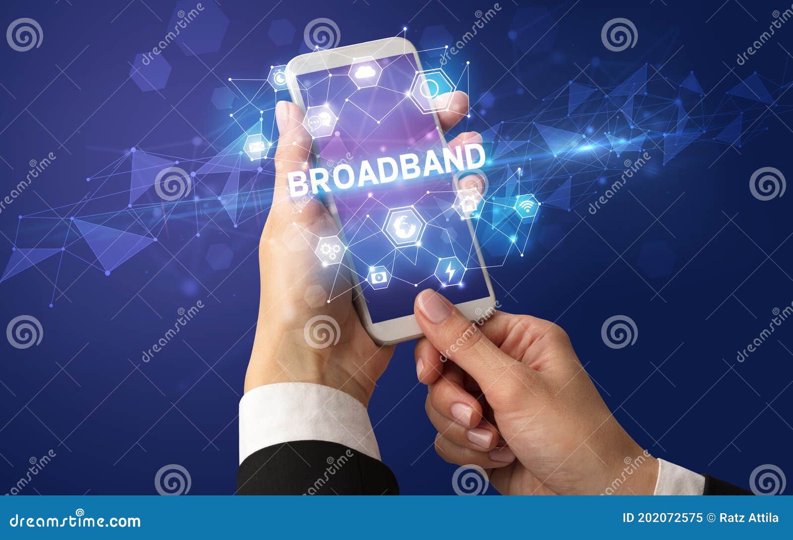 Hand Using Smartphone with Technology Concept Stock Image - Image of ...