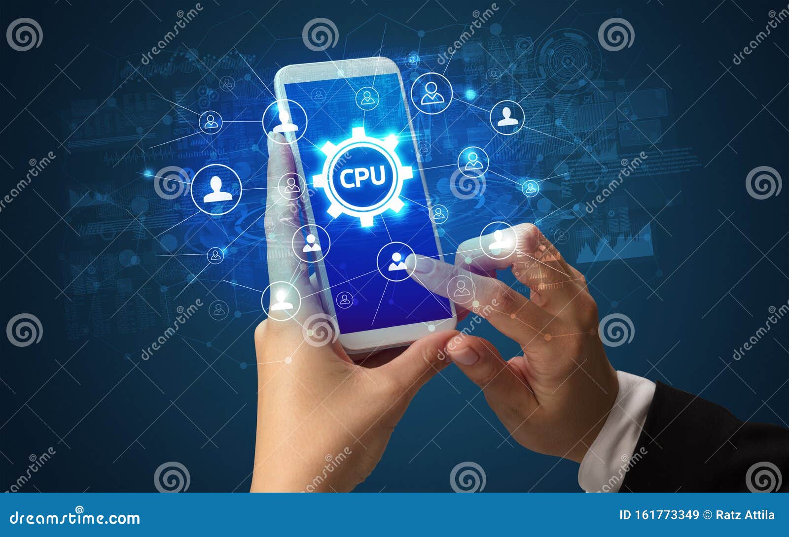 Hand Using Smartphone with Technology Concept Stock Image - Image of ...