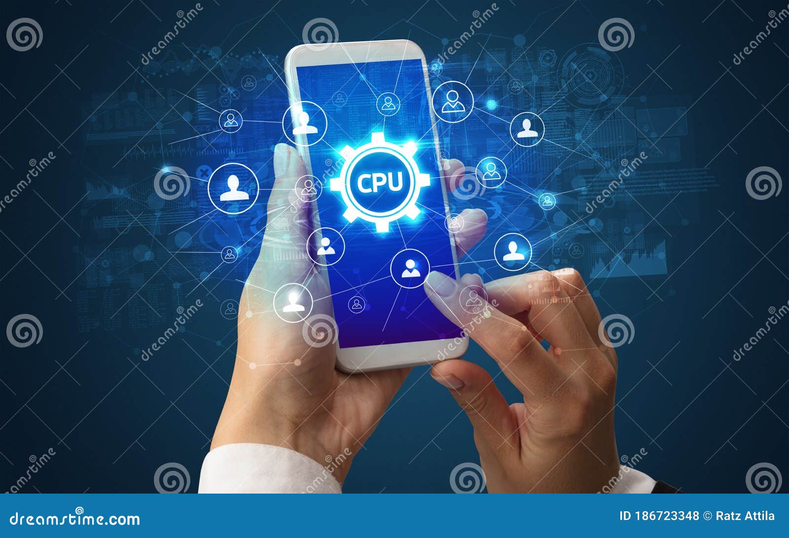 Hand Using Smartphone with Technology Concept Stock Photo - Image of ...