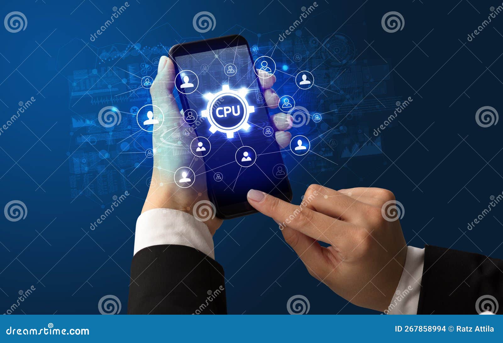 Hand Using Smartphone with Technology Concept Stock Photo - Image of ...