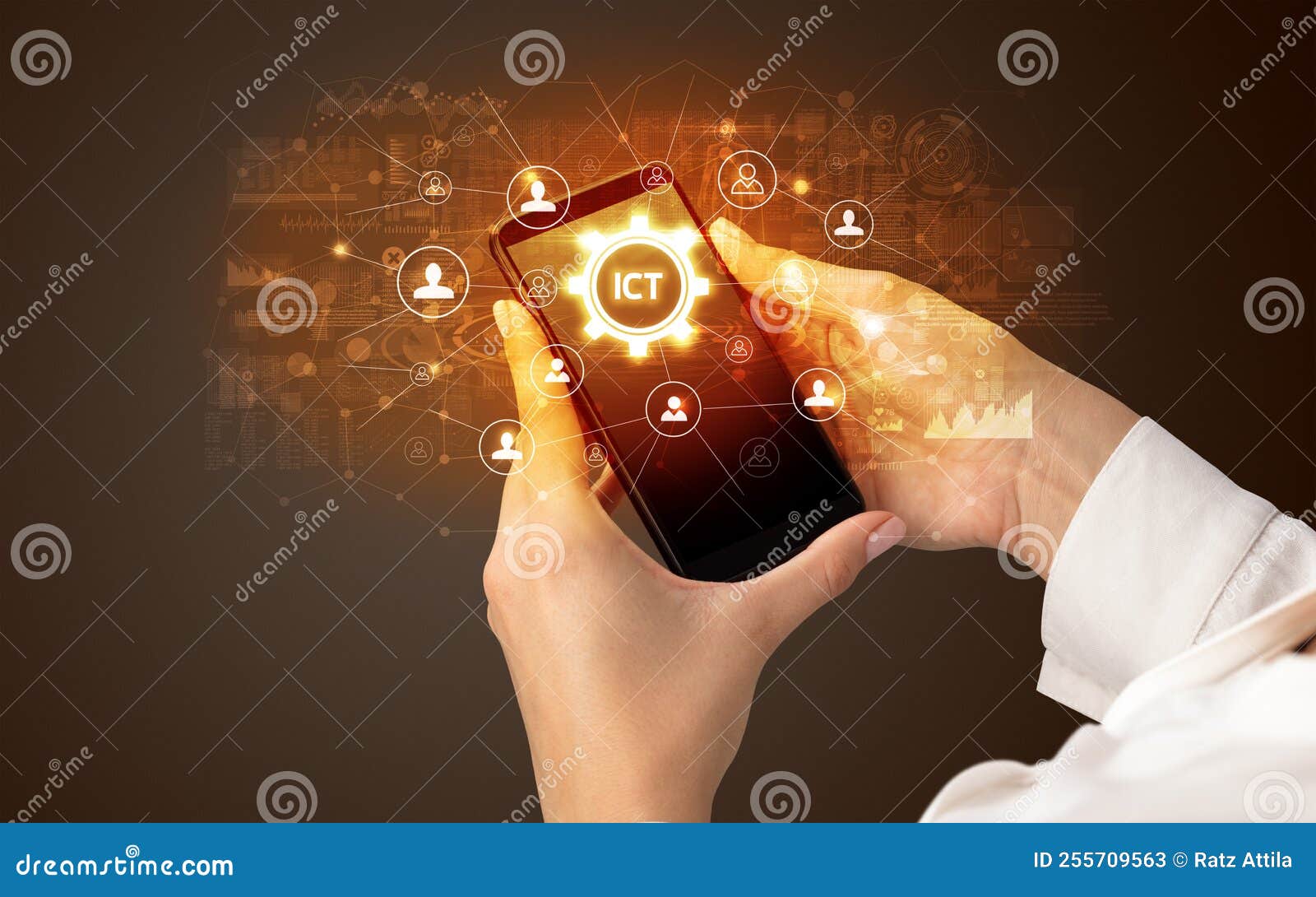 Hand Using Smartphone with Technology Concept Stock Image - Image of ...