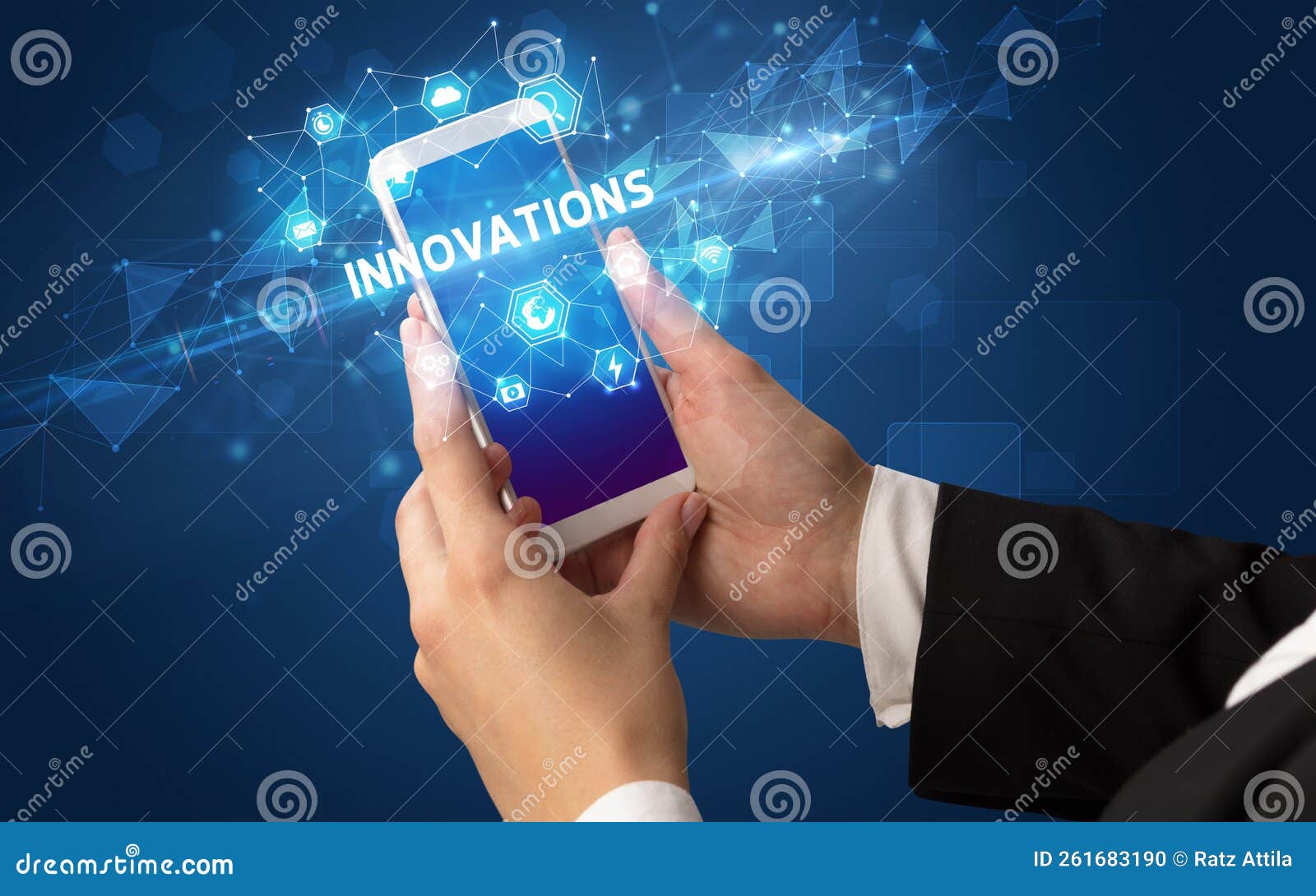 Hand Using Smartphone with Technology Concept Stock Photo - Image of ...