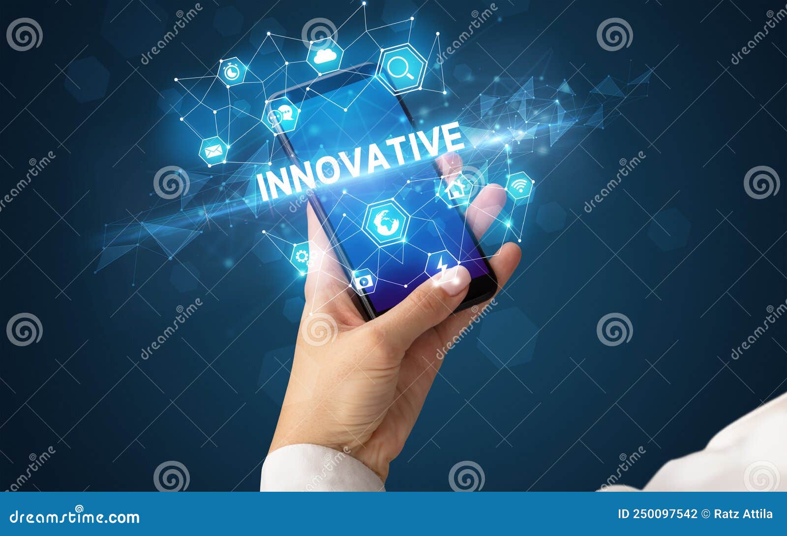 Hand Using Smartphone with Technology Concept Stock Photo - Image of ...