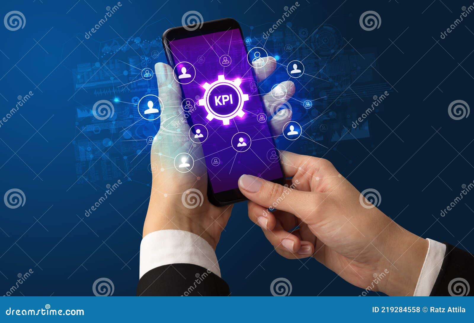 Hand Using Smartphone with Technology Concept Stock Photo - Image of ...