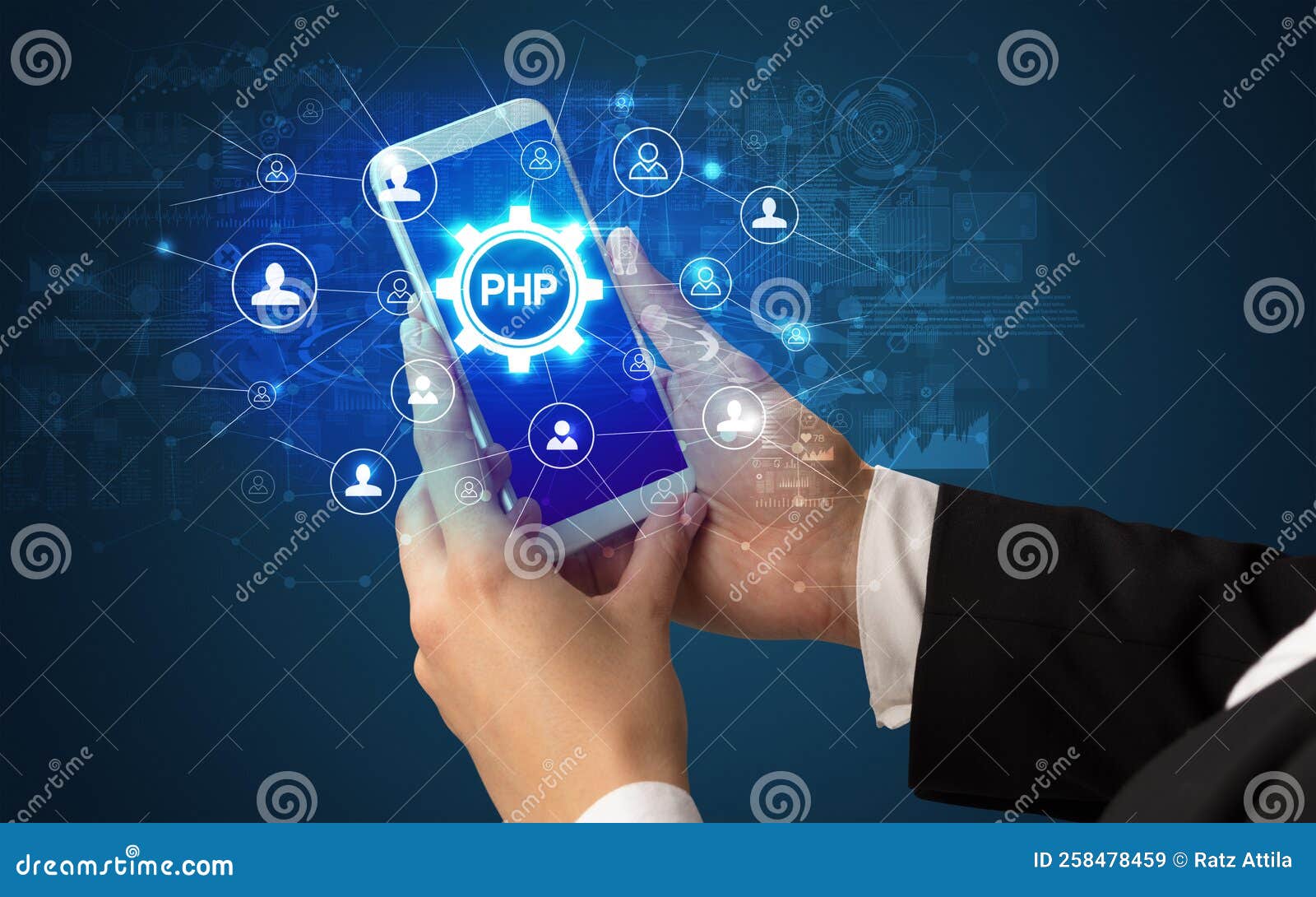 Hand Using Smartphone with Technology Concept Stock Image - Image of ...