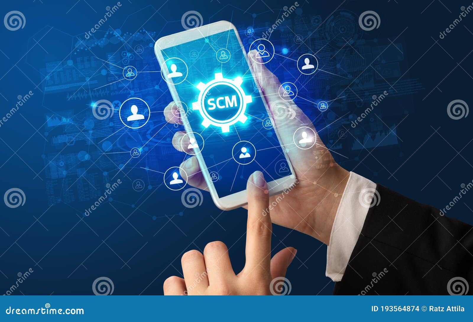 Hand Using Smartphone with Technology Concept Stock Photo - Image of ...