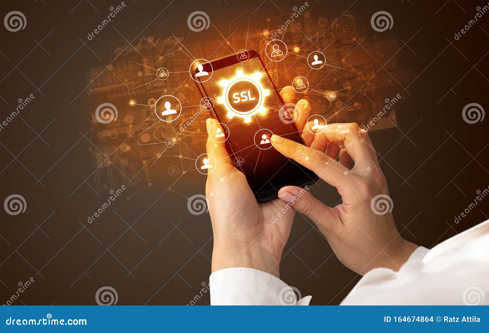 Hand Using Smartphone with Technology Concept Stock Photo - Image of ...