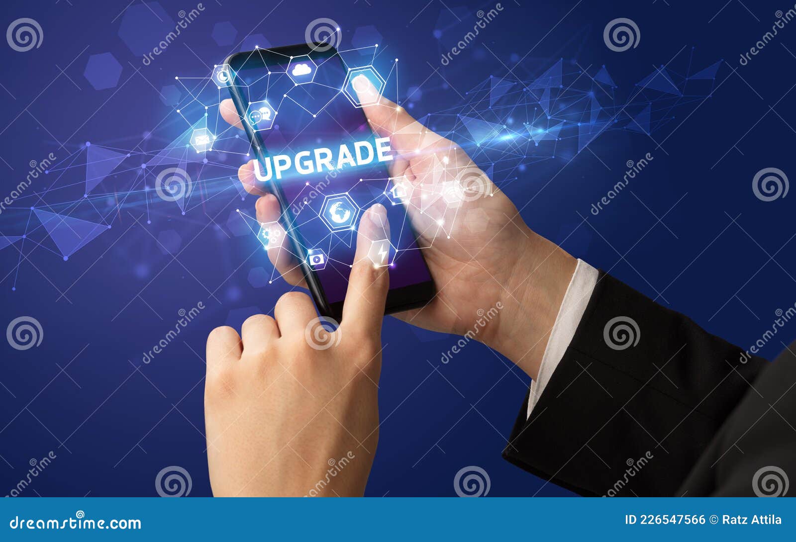 Hand Using Smartphone with Technology Concept Stock Photo - Image of ...