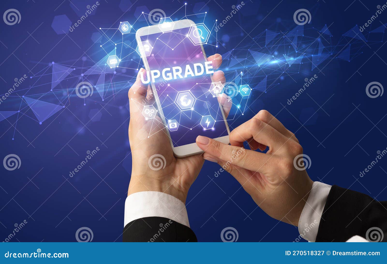 Hand Using Smartphone with Technology Concept Stock Image - Image of ...