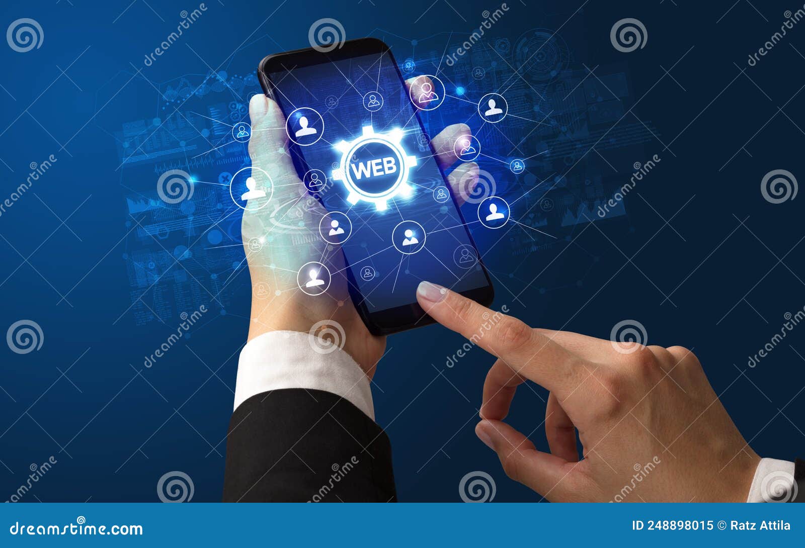 Hand Using Smartphone with Technology Concept Stock Image - Image of ...