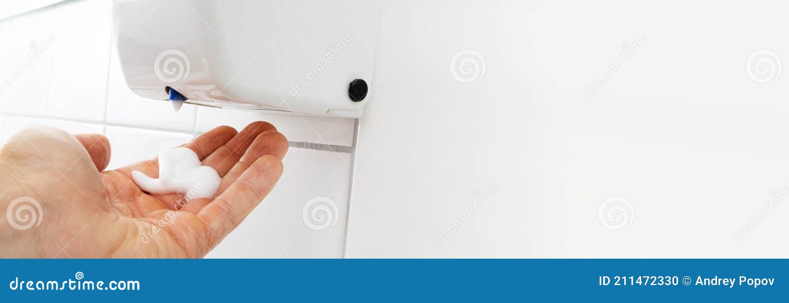 Hand Using Soap Dispenser stock photo. Image of cleanness - 211472330