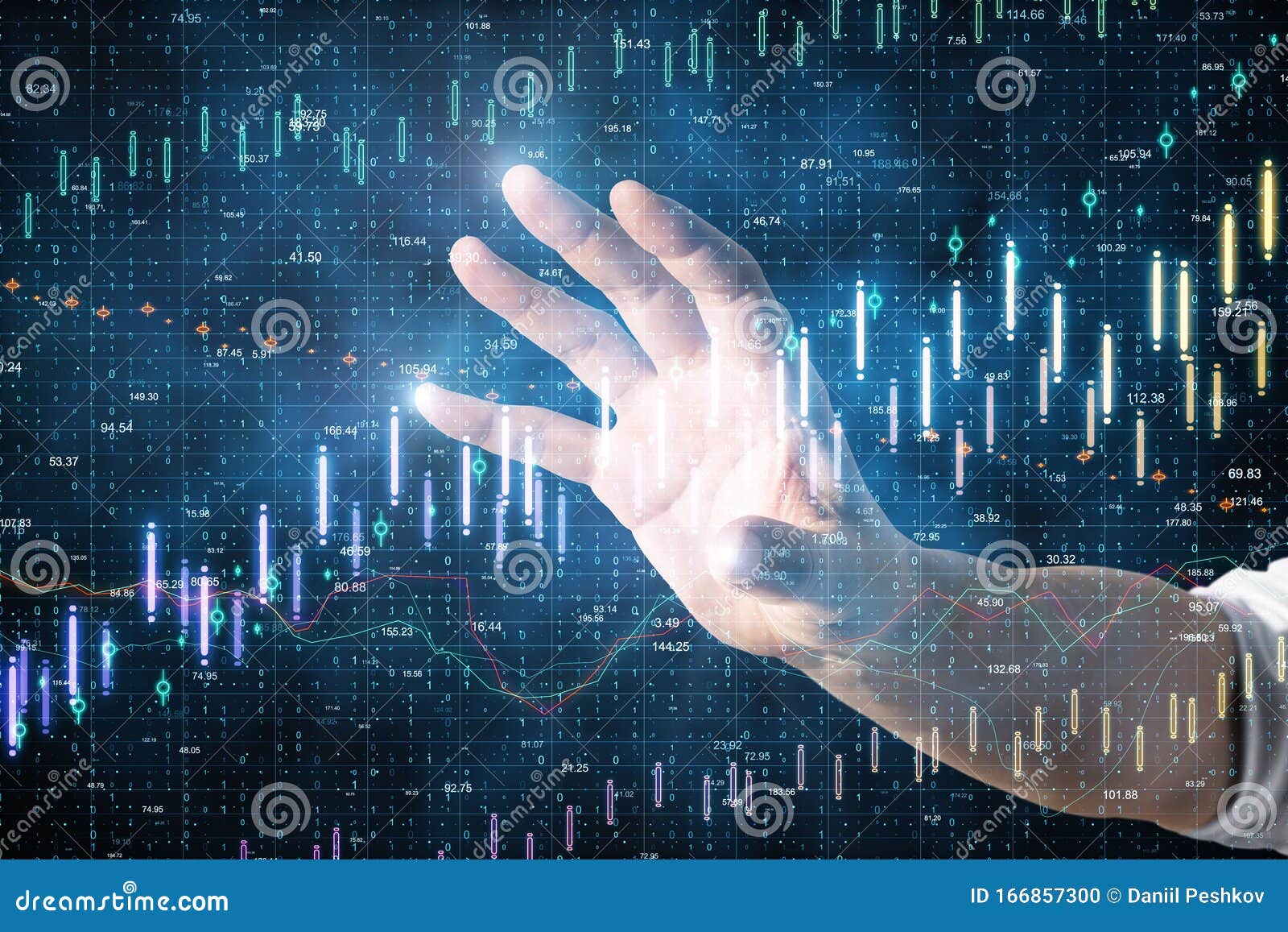 Hand using stock chart stock photo. Image of market - 166857300