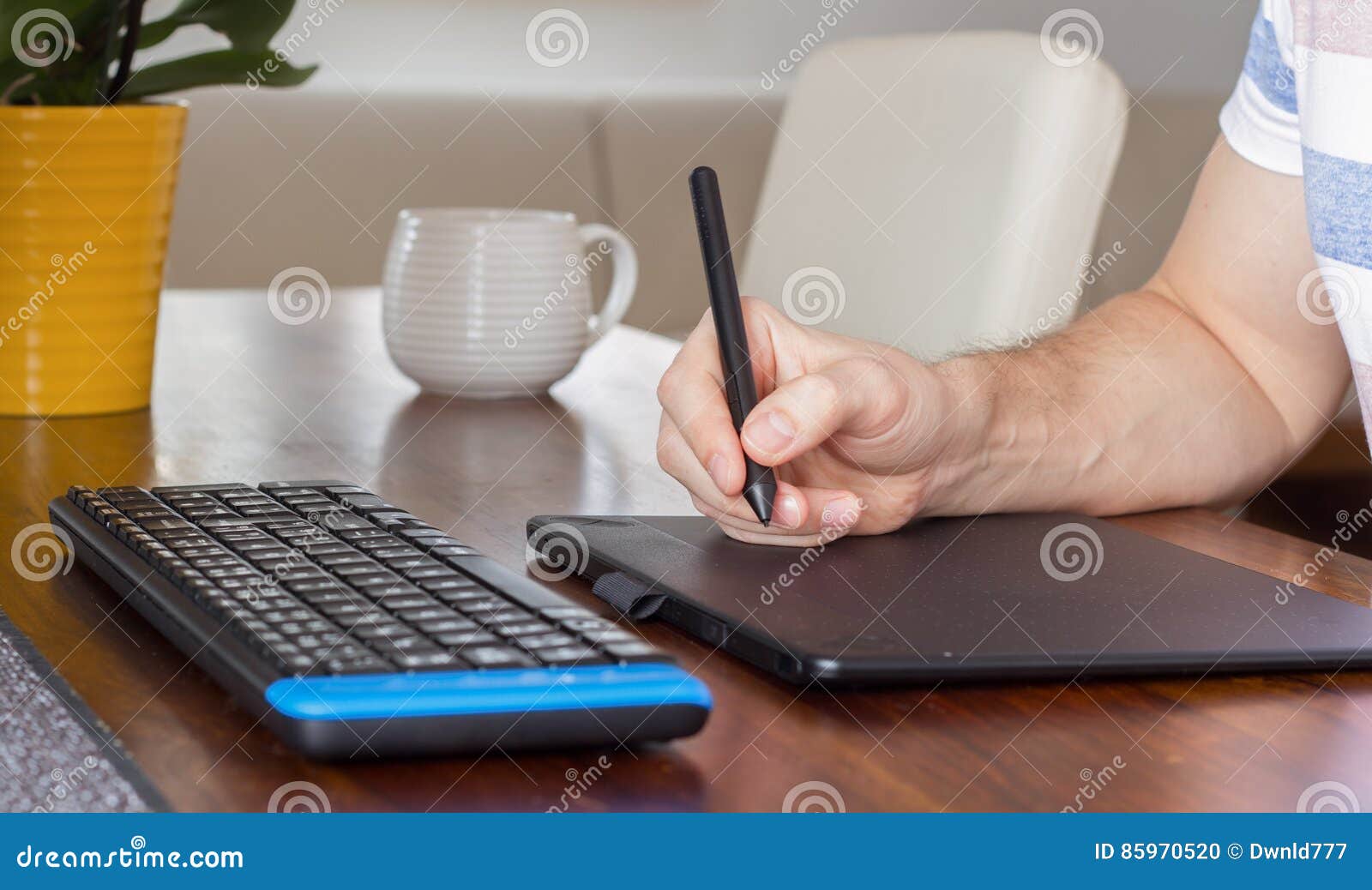 Hand Using Stylus Pen and Graphic Tablet Stock Photo - Image of male ...