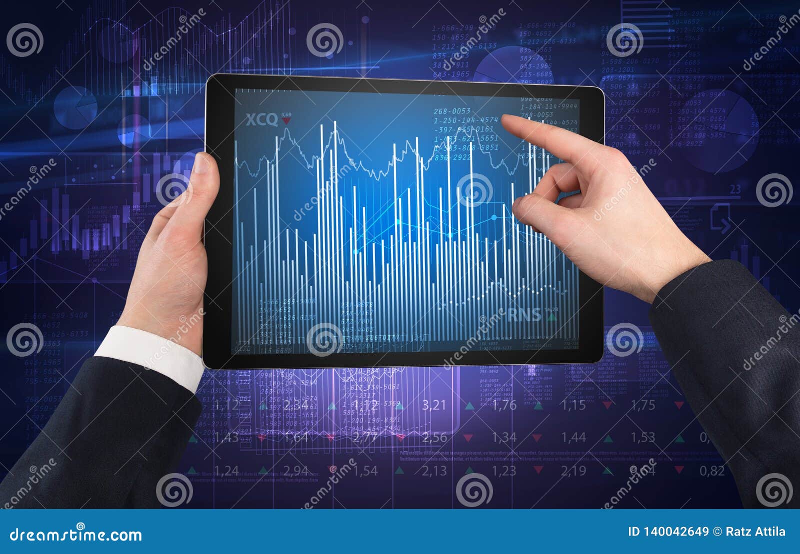 Hand Using Tablet and Checking Financial Report Concept Stock Image ...