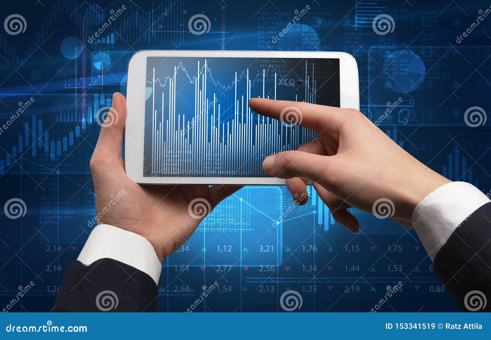 Hand Using Tablet and Checking Financial Report Concept Stock Image ...