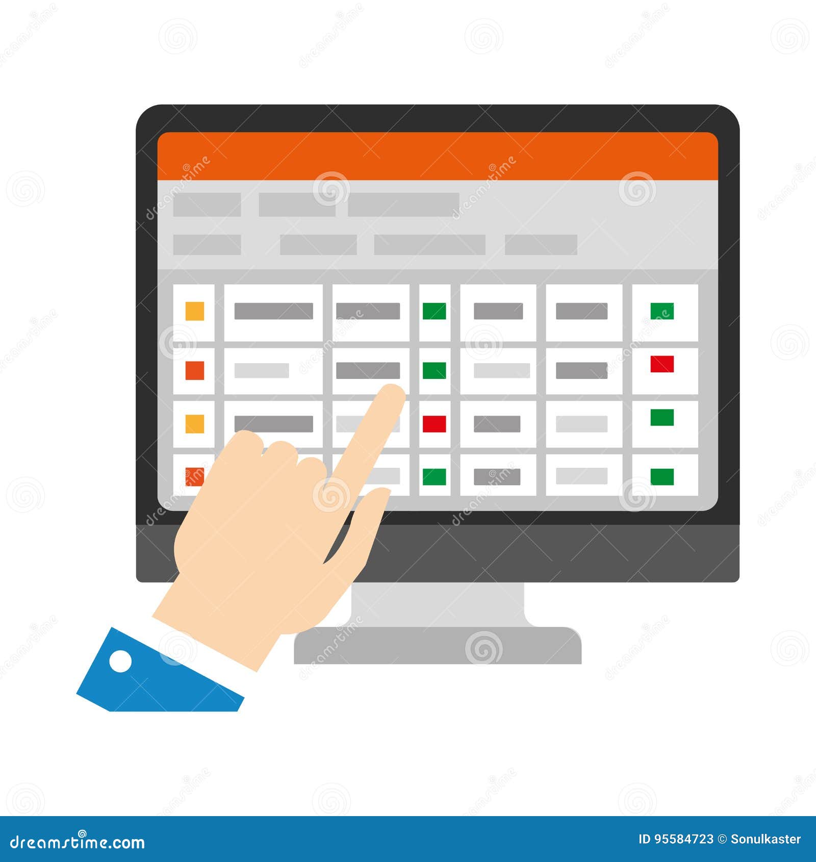 Hand using touchscreen stock vector. Illustration of display - 95584723