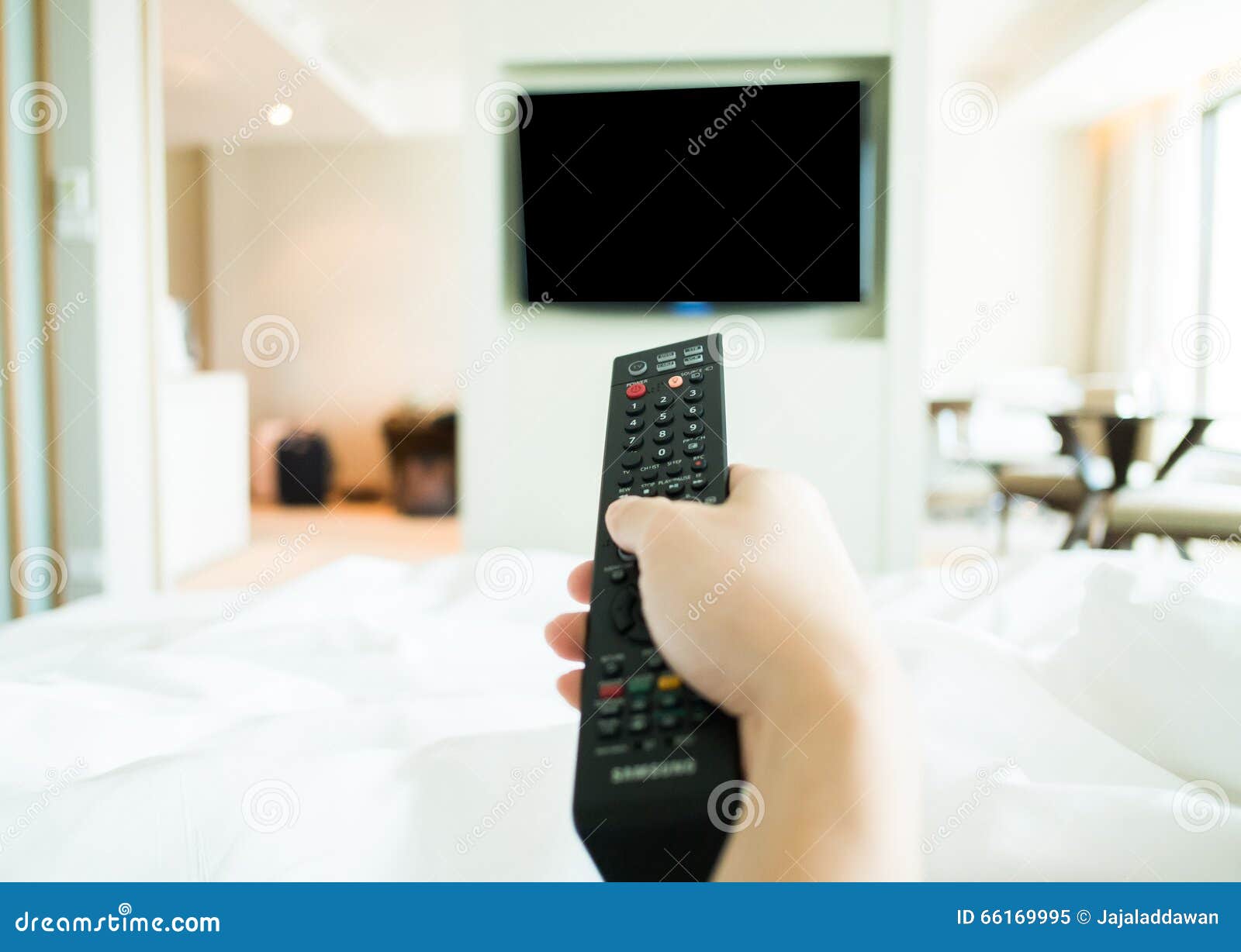 Hand Using Tv Remote Control Stock Image - Image of white, control ...
