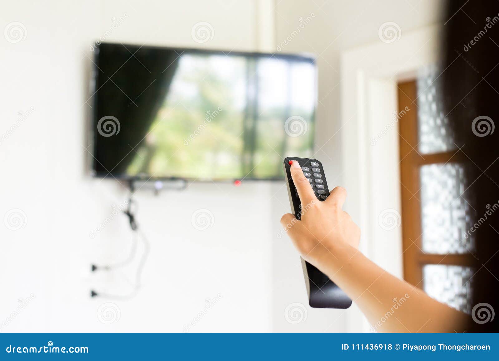 Hand Using with TV Remote Control on-off Mode Stock Photo - Image of ...