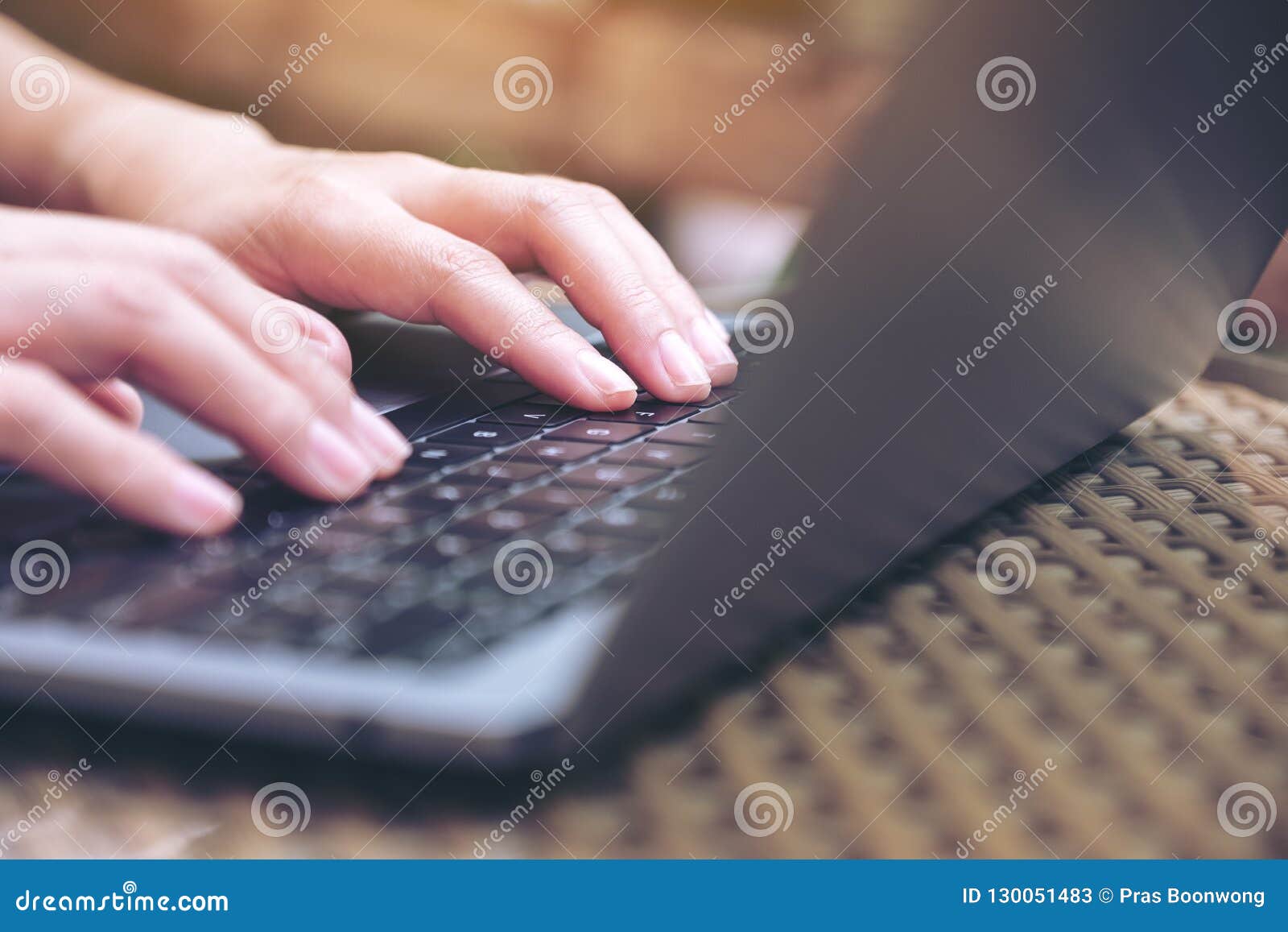Hand Using and Typing on Laptop Keyboard Stock Image - Image of hand ...