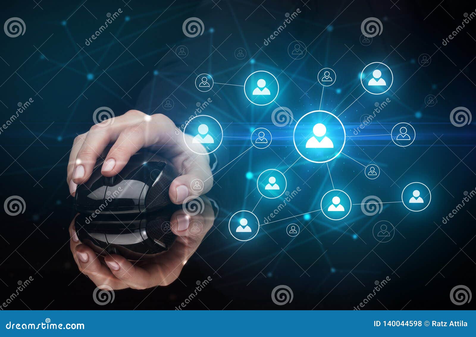 Hand Using Mouse with Human Networking Concept Stock Photo - Image of ...