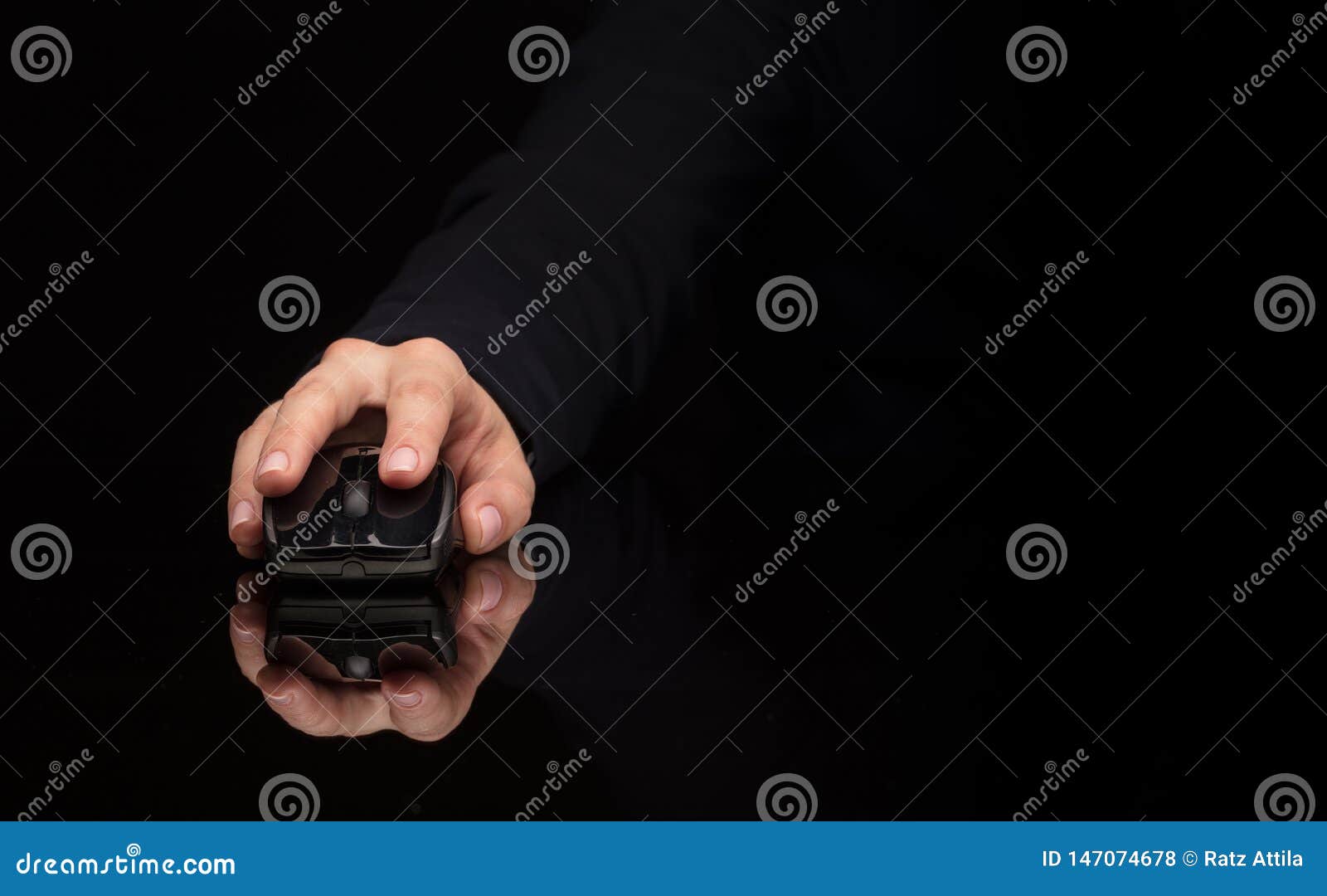 Hand Using Mouse on Dark Background Stock Photo - Image of businessman ...