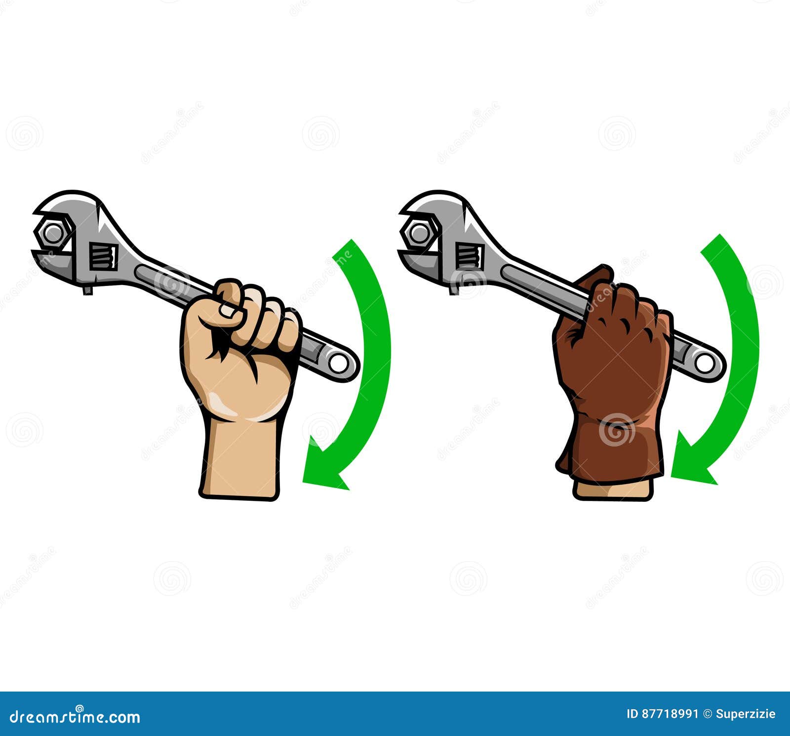 Hand using wrench stock vector. Illustration of gear - 87718991