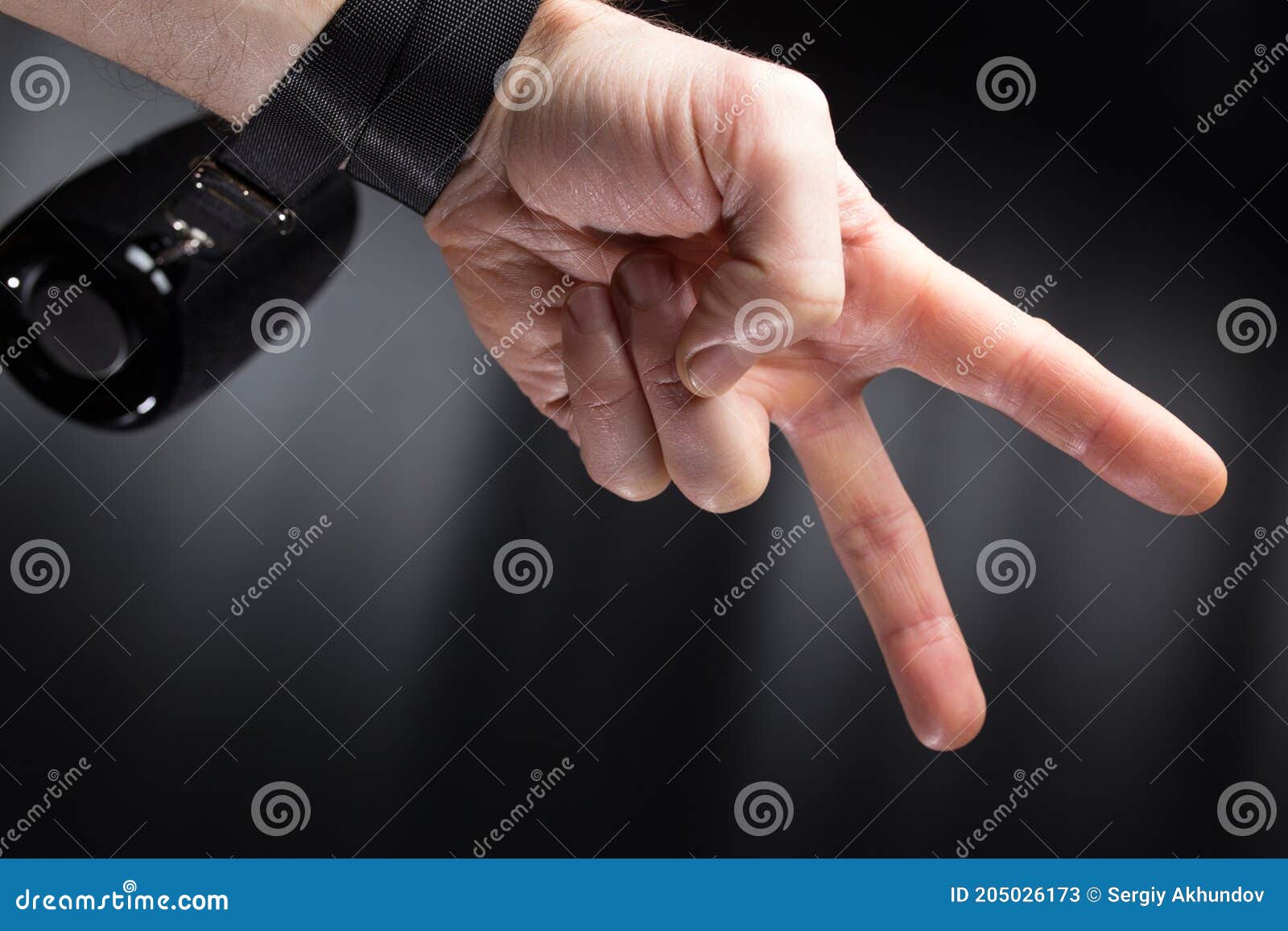 Hand with V-sign. Wireless Speaker with Victory Sign Stock Image ...