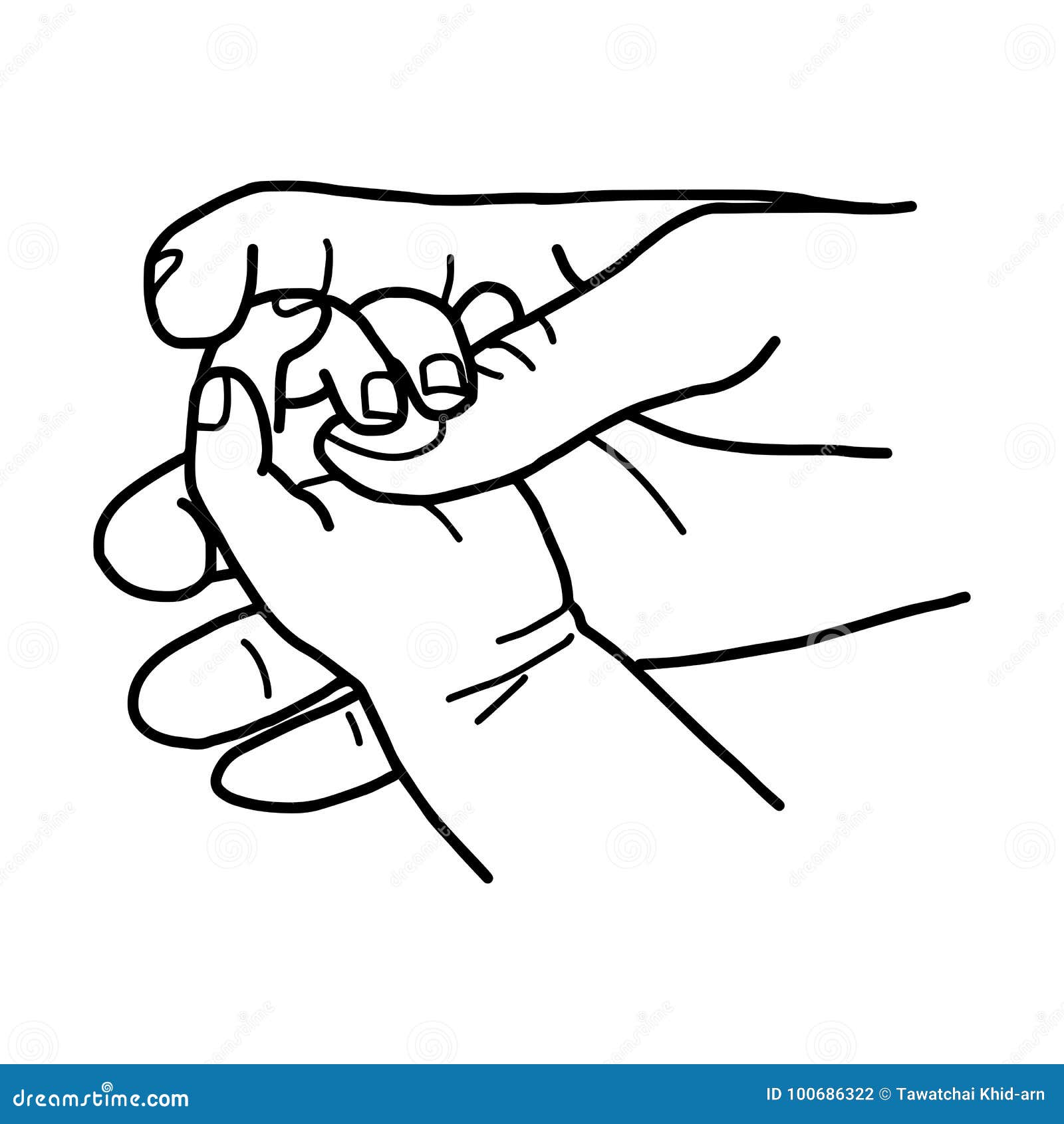 Hand Van De Moeder Van De Babyholding Met Schets Van De Liefde De ...