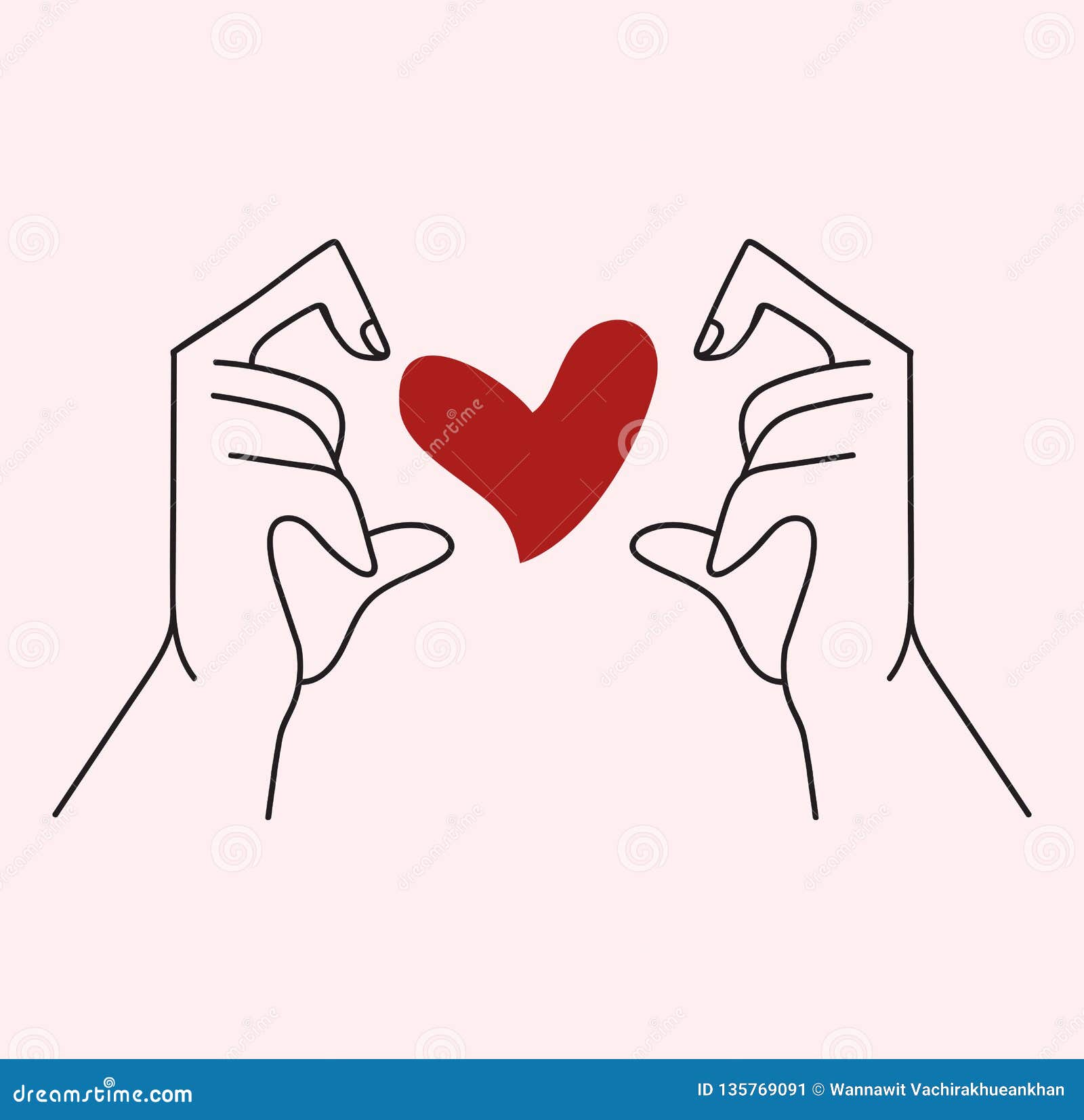 Hand Vector with Hand Shaped Heart Stock Vector - Illustration of ...