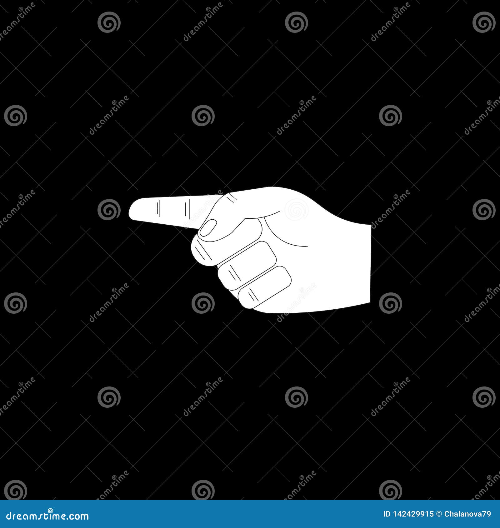 Hand Vector Icon, Forefinger Icon. Vector Illustration on Black ...