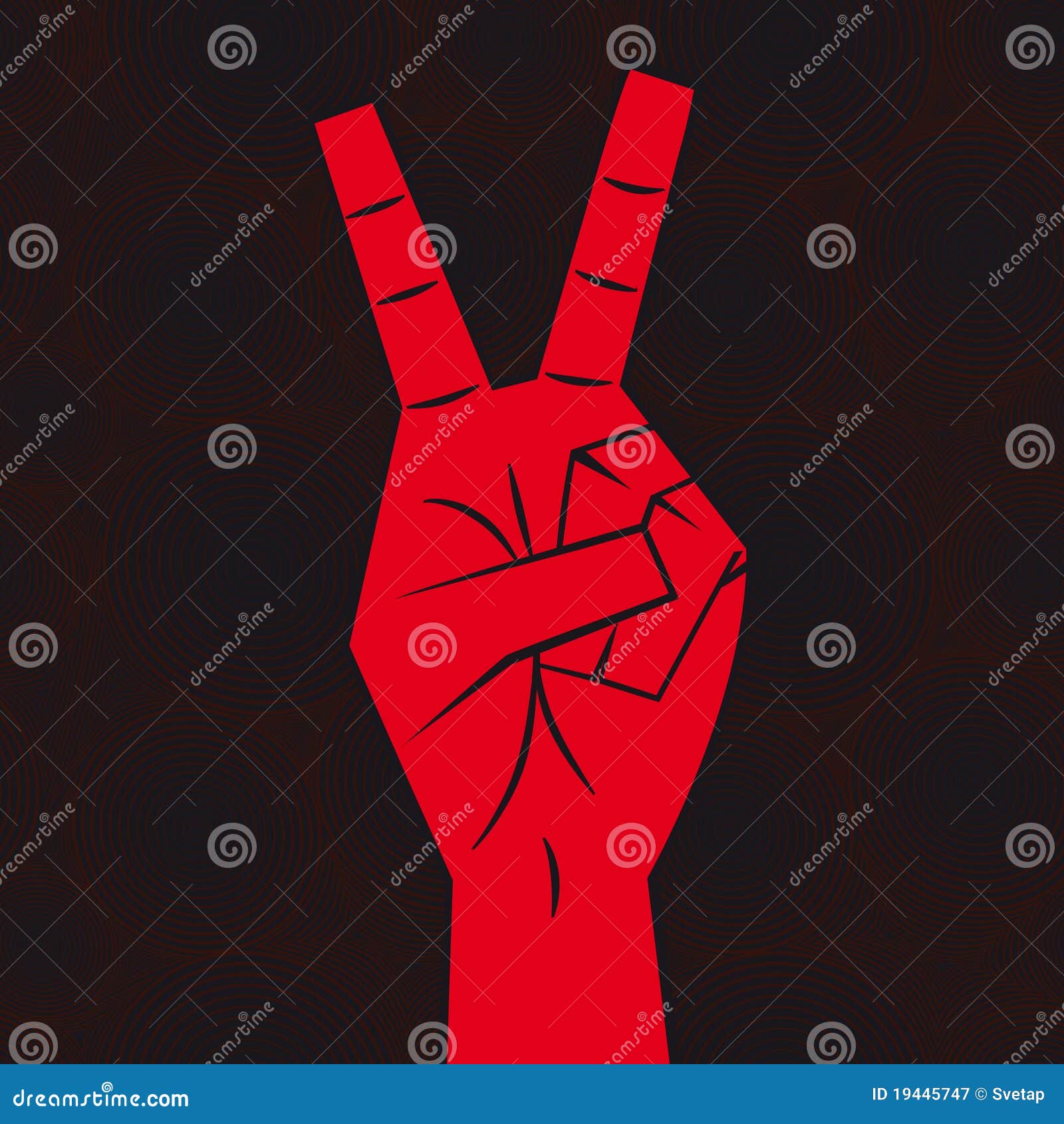 Hand Victory Symbol Silhouette Birds In Sunset Sky Vector Illustration ...