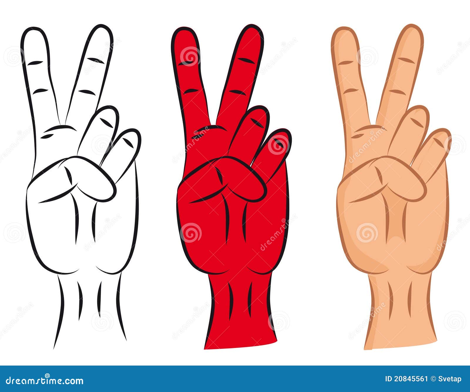 Hand Victory Symbol Silhouette Birds In Sunset Sky Vector Illustration ...