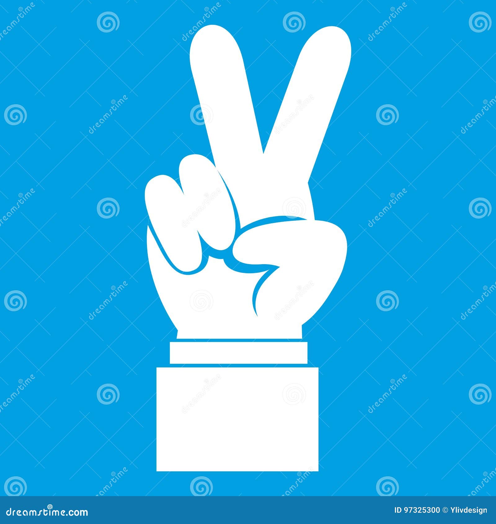 Hand with Victory Sign Icon White Stock Vector - Illustration of ...