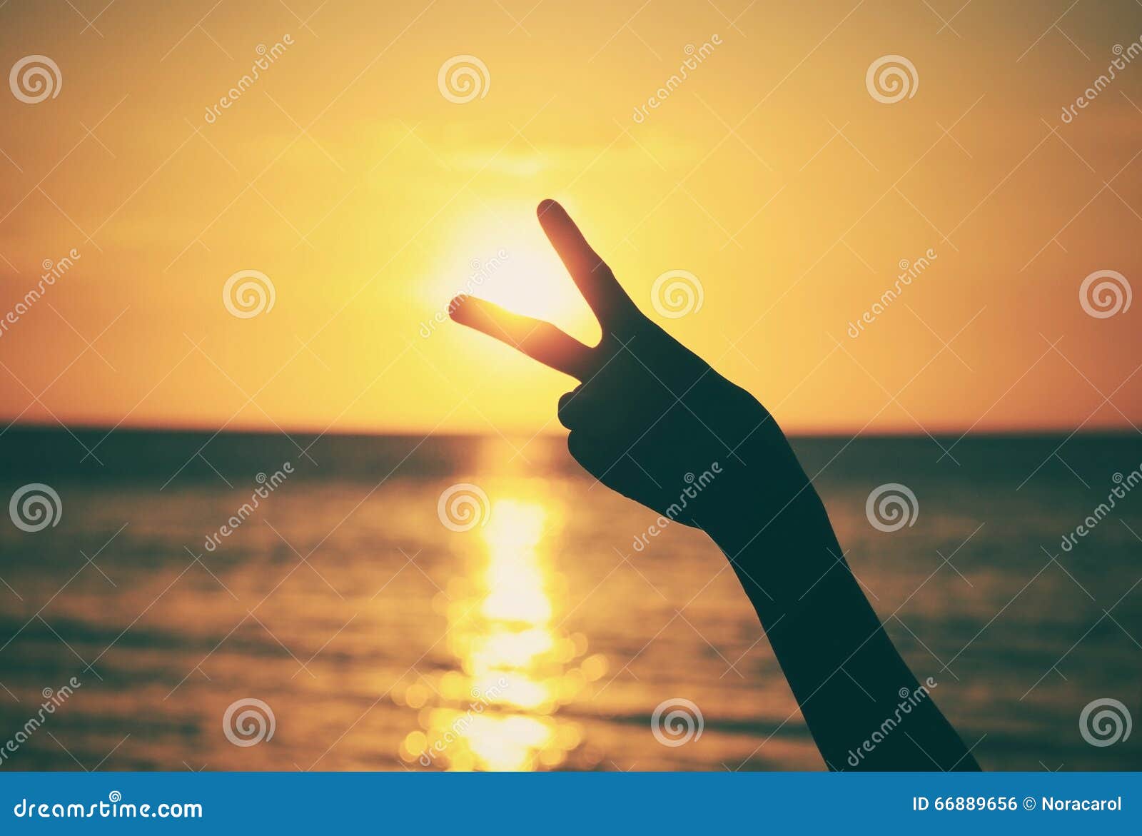 Hand with Victory Sign with Vintage Effect Stock Photo - Image of ...