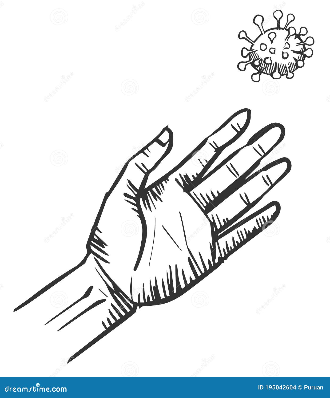 Hand and Virus Doodle Sketch. Stock Vector - Illustration of hand ...