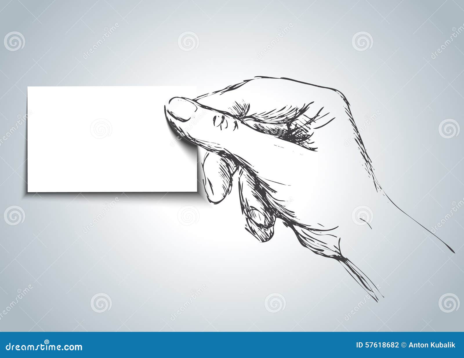 Hand with visiting card stock vector. Illustration of male - 57618682