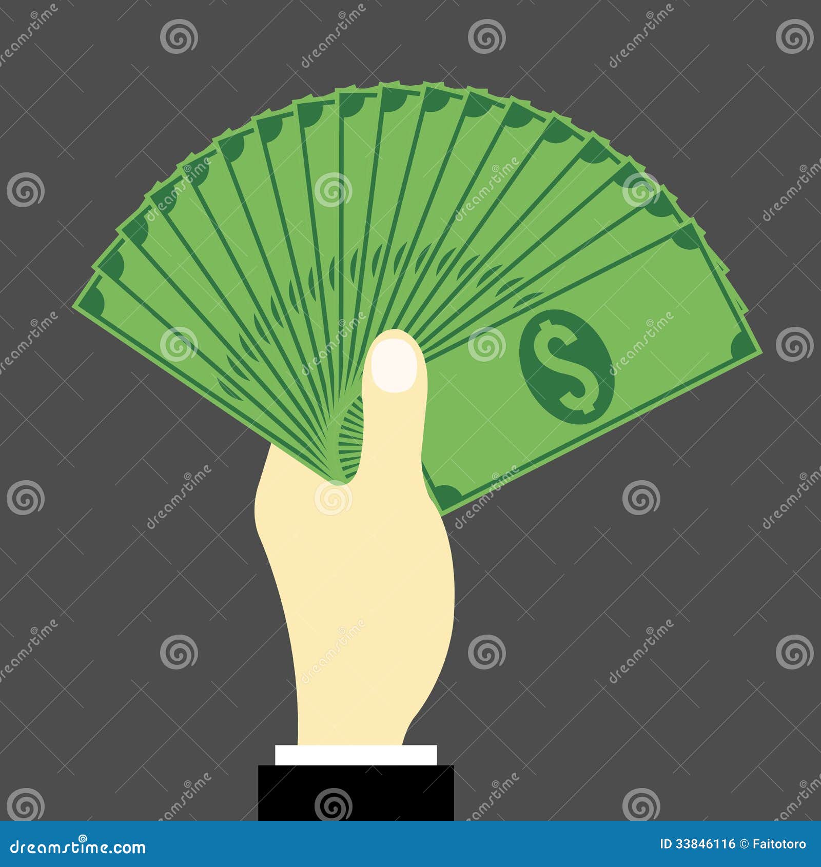 Hand voll des Geldes vektor abbildung. Illustration von mann - 33846116