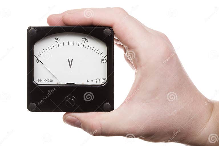 Hand with voltmeter 2 stock image. Image of hand, industrial - 4307775