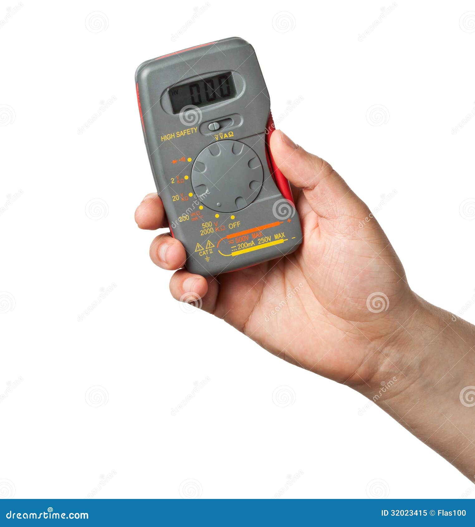 Hand with voltmeter stock image. Image of human, chrome - 32023415