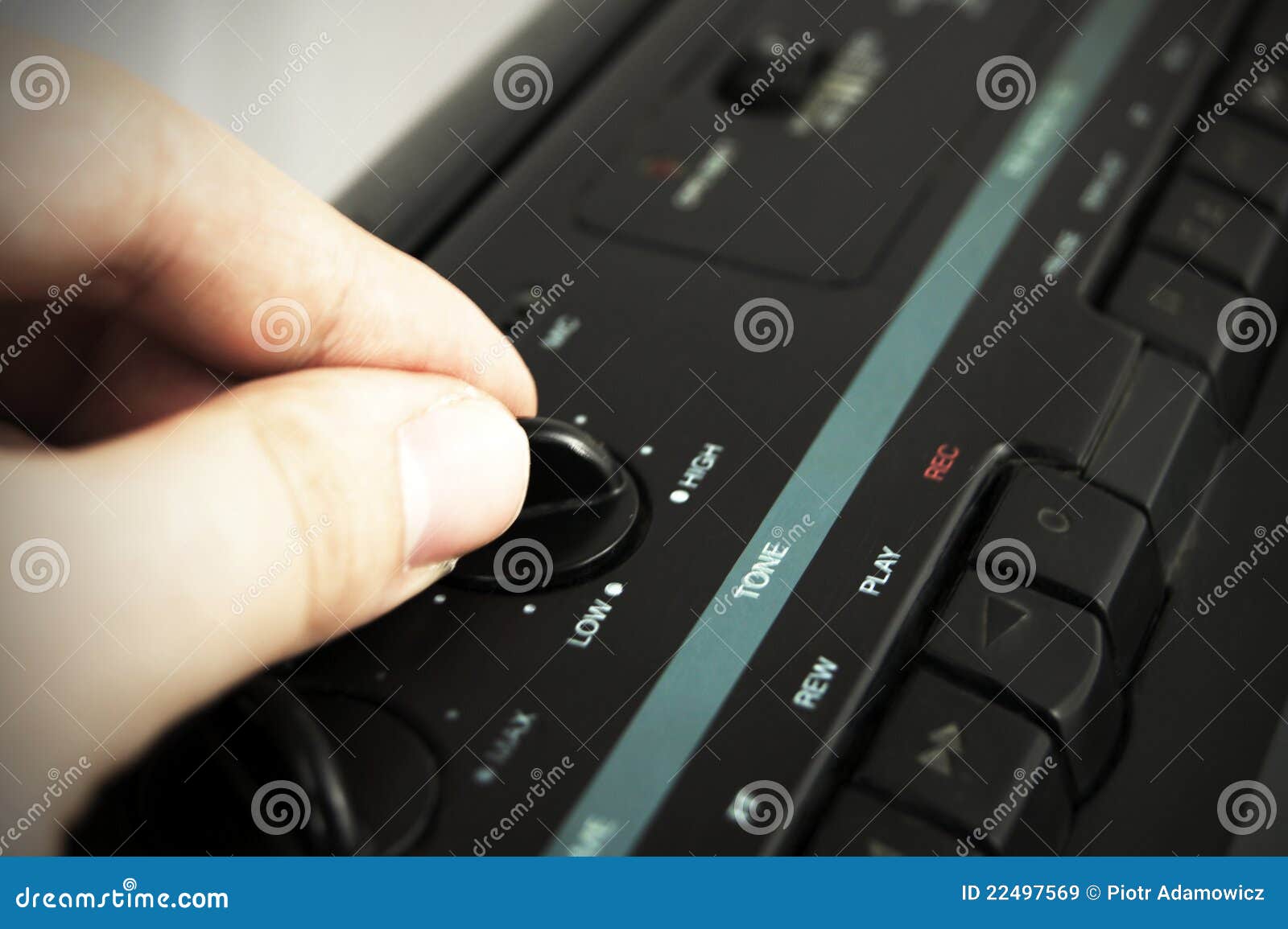 Hand on volume knob stock image. Image of switching, plastic - 22497569