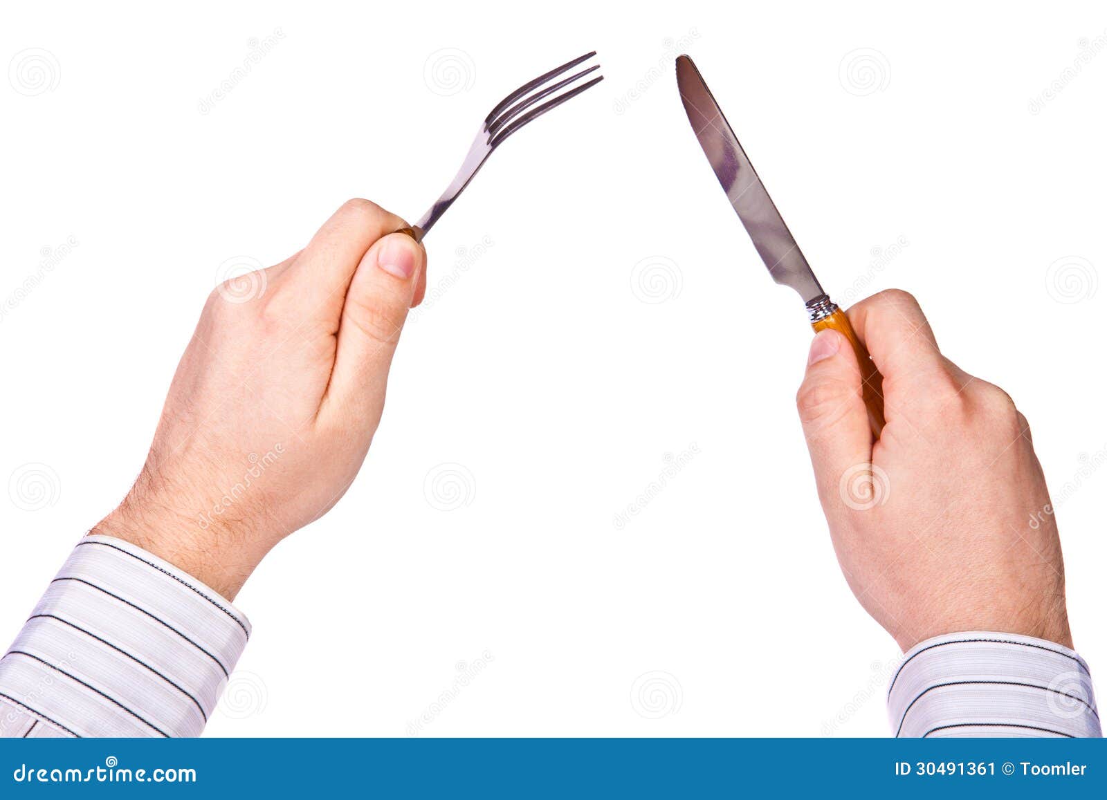 In hand vork en mes stock afbeelding. Image of menselijk - 30491361