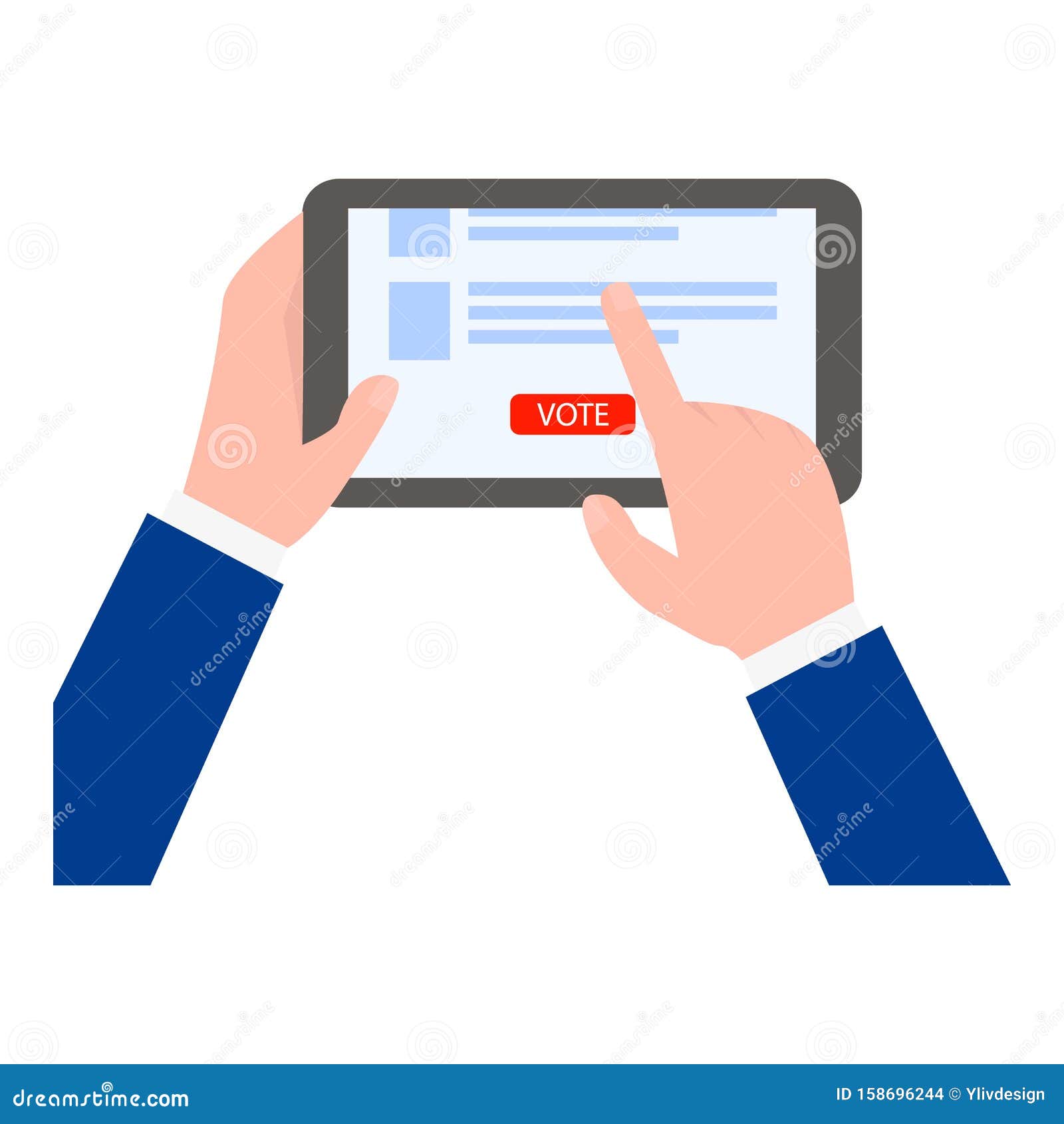 Hand Vote Tablet Icon, Flat Style Stock Vector - Illustration of ...