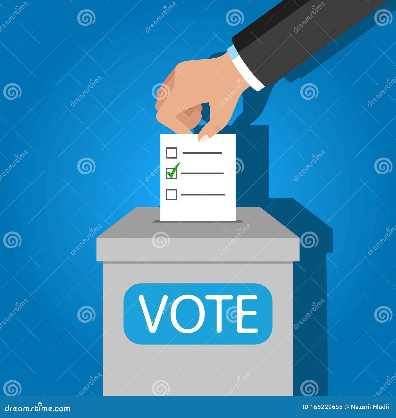 Hand with Voting Ballot and Box. Vector Illustration. Stock Vector ...