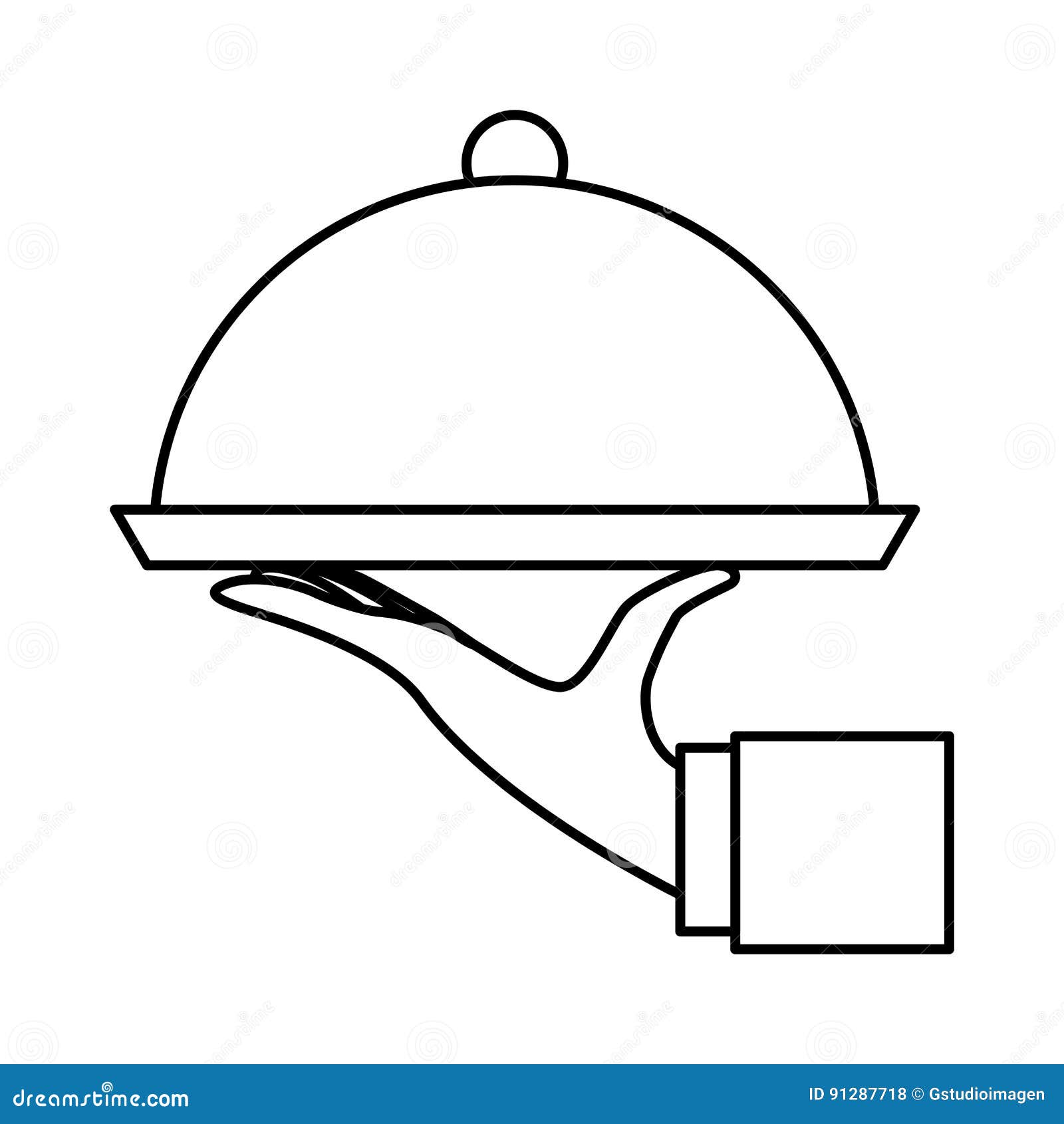 Hand Waiter with Tray Server Isolated Icon Stock Vector - Illustration ...