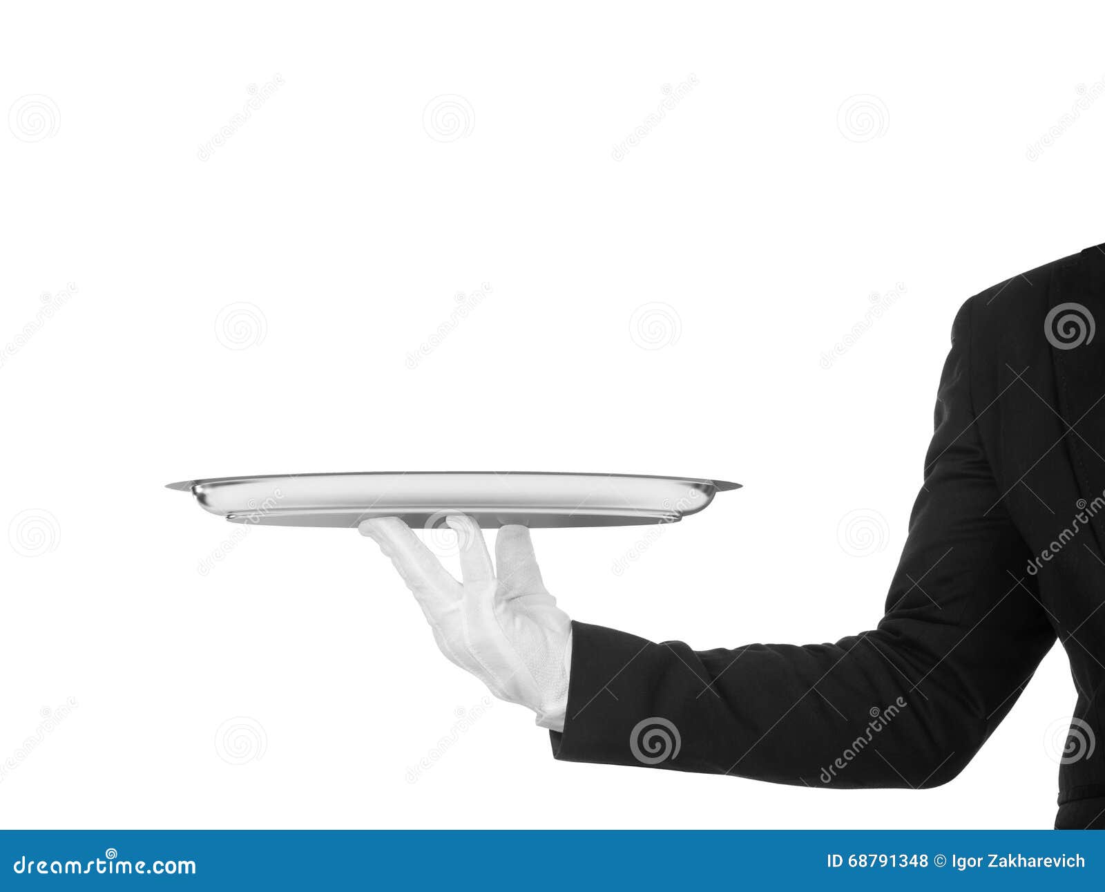 Hand Of The Waiter In White Glove With Silver Dish Royalty-Free Stock ...