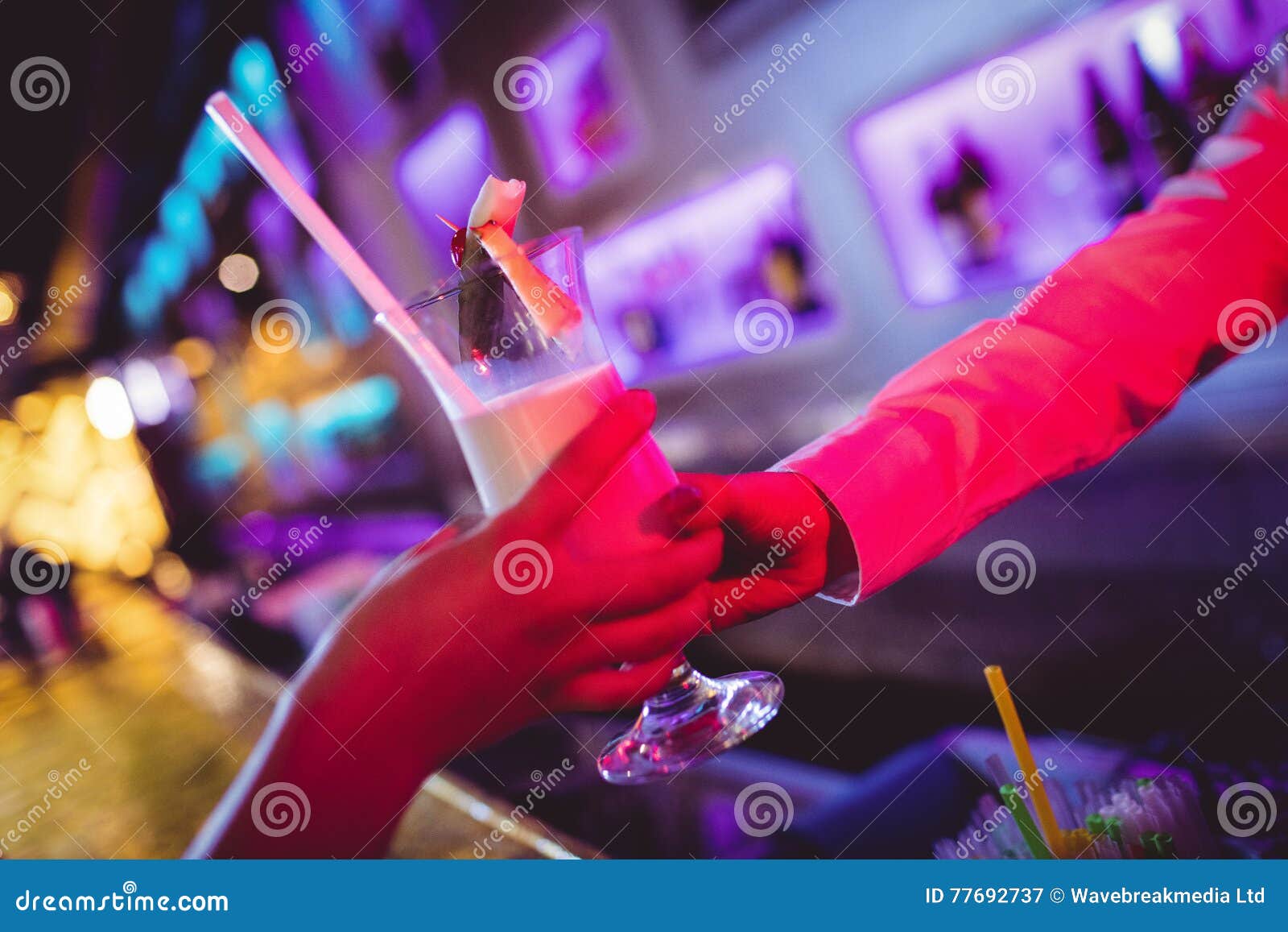 Hand of Waitress Serving Cocktail Stock Image - Image of alcohol ...