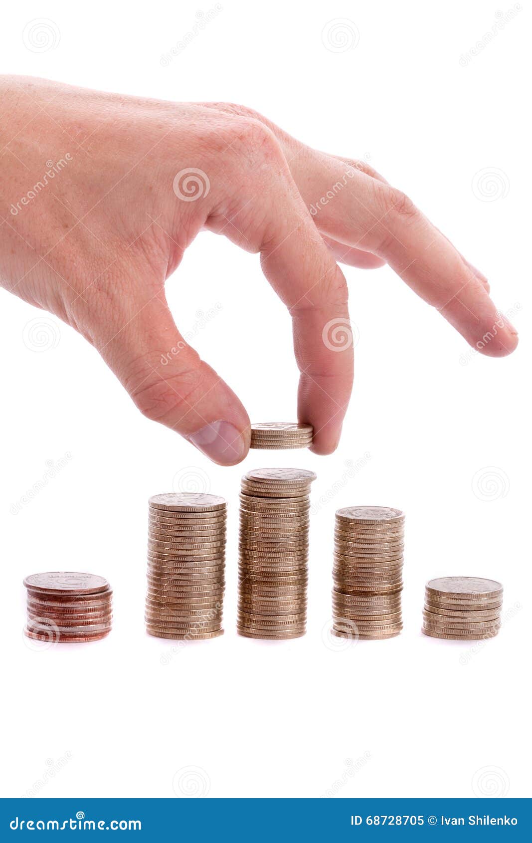 Hand walk on money stock image. Image of hand, coin, bank - 68728705