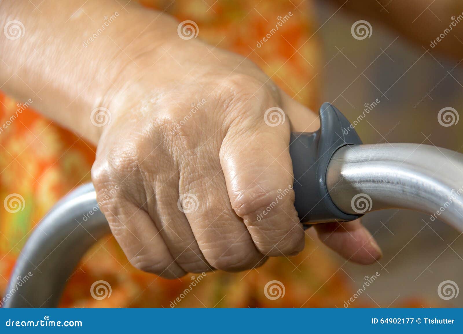 Hand on a walker. stock image. Image of human, aluminium - 64902177