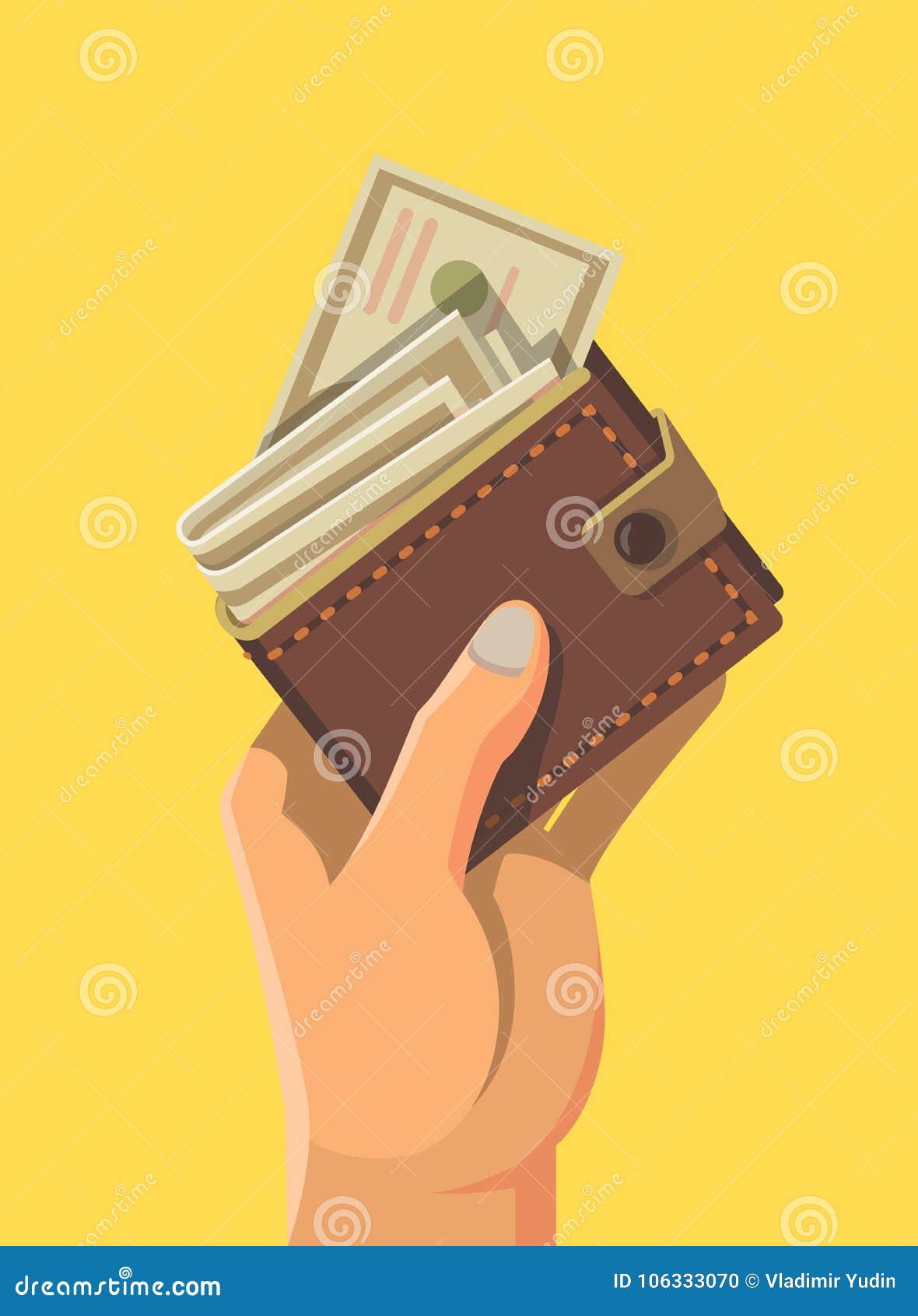 Hand and Wallet Full of Money. Stock Vector - Illustration of flat ...