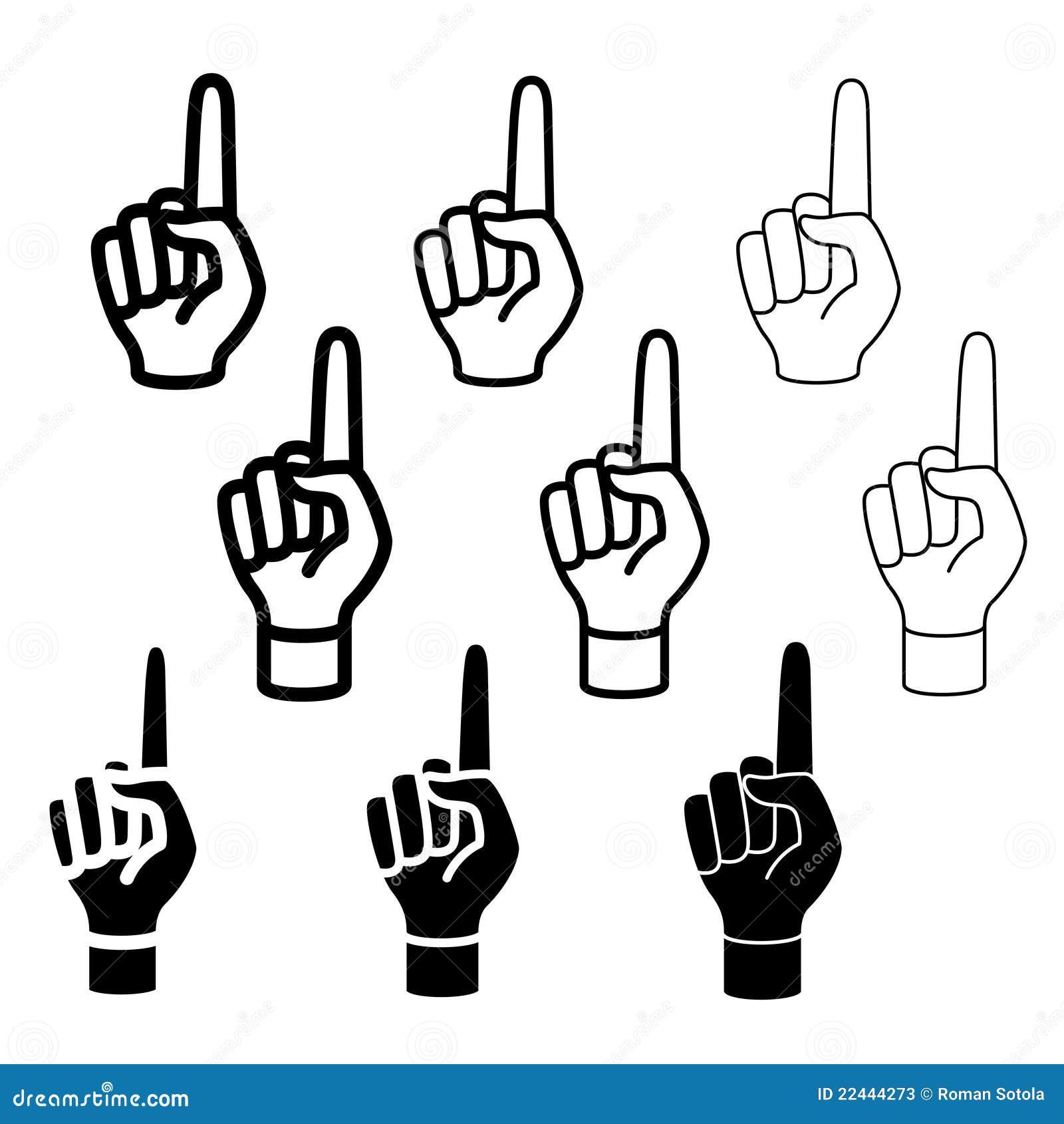 Warning Forefinger And Pointing Hand Labels Vector Illustration ...